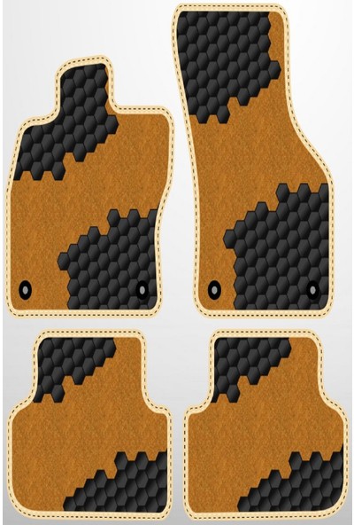 Tegin Mazda Mx-5 Nd 2015-2020 Uyumlu Turuncu Halı Siyah Desen Bej Kenar Plus Paspas