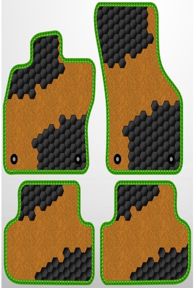 Tegin Peugeot 207 2006 ve Sonrası Uyumlu Turuncu Halı Siyah Desen Yeşil Kenar Plus Paspas Tegin Peugeot 207 2006 ve Sonrası Uyumlu Turuncu Halı Siyah Desen Yeşil Kenar Plus Paspas