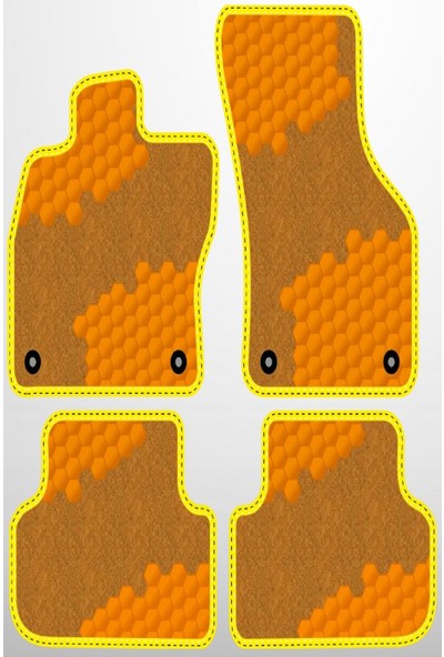 Tegin Kia Sorento 2015 ve Sonrası Uyumlu Turuncu Halı Turuncu Desen Sarı Kenar Plus Paspas