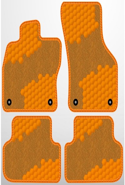 Tegin Volkswagen Golf 7 Uyumlu Turuncu Halı Turuncu Desen Turuncu Kenar Plus Paspas