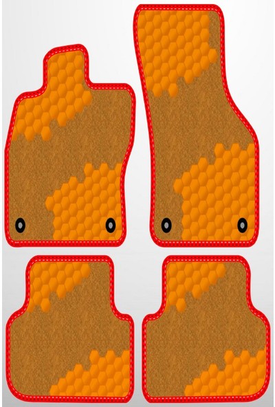 Tegin Bmw X3 E83 2004-2010 Uyumlu Turuncu Halı Turuncu Desen Kırmızı Kenar Plus Paspas