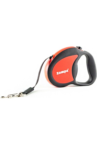Zampa Galera Şerit Otomatik Köpek Gezdirme Tasması, 5m, L Red-Black Zampa Galera Şerit Otomatik Köpek Gezdirme Tasması, 5m, L Red-Black