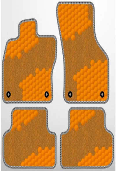 Tegin Jeep Wrangler 2006 ve Sonrası Uyumlu Turuncu Halı Turuncu Desen Gri Kenar Plus Paspas