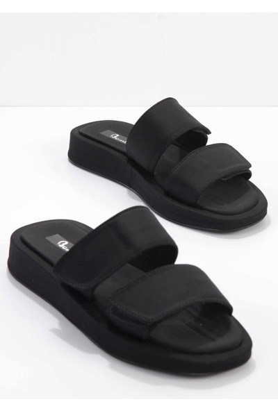 Bambi Siyah Kumaş Kadın Terlik K04718003204