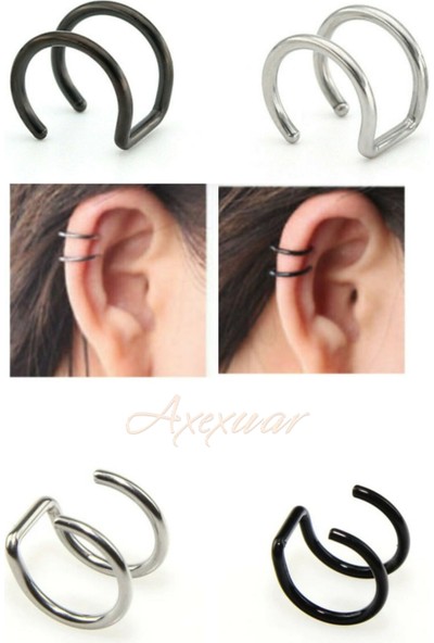 Axexuar Sıkıştırmalı Kıskaçlı Geçmeli Çelik Halka Küpe Kıkırdak Dudak Burun Piercing Siyah ve Gümüş Axexuar Sıkıştırmalı Kıskaçlı Geçmeli Çelik Halka Küpe Kıkırdak Dudak Burun Piercing Siyah ve Gümüş