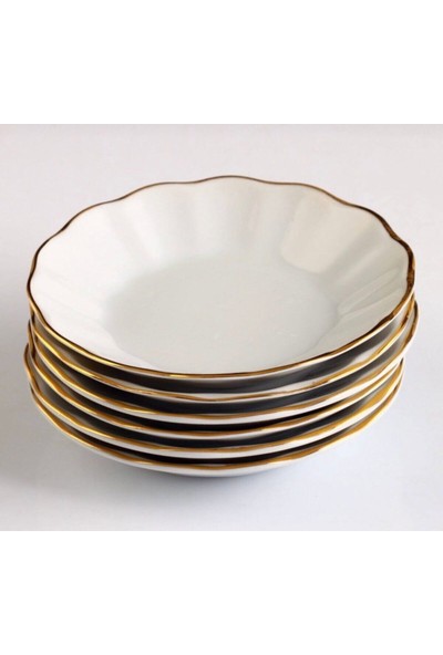 Panayır 6 Kişilik Porselen Kahveci Çay Tabağı Gold