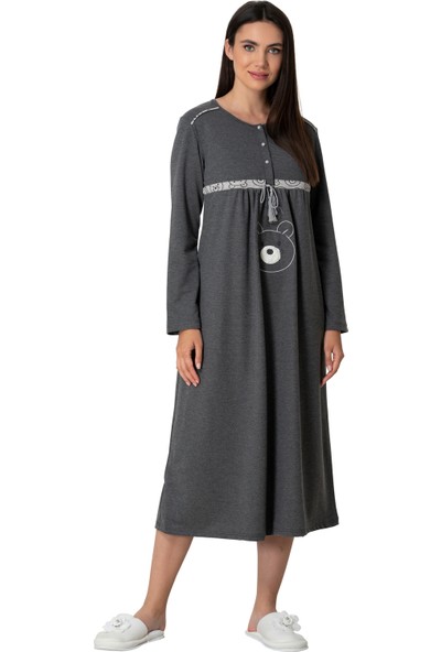 Mecit Pijama Mecit 5531 Füme Lohusa Gecelik Mecit Pijama Mecit 5531 Füme Lohusa Gecelik