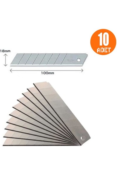 Badem10 Maket Bıçağı Yedeği Ucu Kalın 18 mm Bıçak 10 Adet