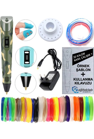Robobloq Kamuflaj 3D Kalem Yazıcı+25 Renk 100 Metre (25X4METRE) Pla Filament Robobloq Kamuflaj 3D Kalem Yazıcı+25 Renk 100 Metre (25X4METRE) Pla Filament