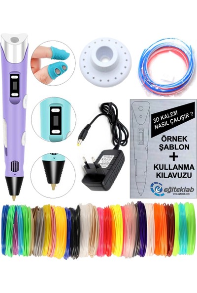 Robobloq Mor 3D Kalem Yazıcı+10 Renk 10 Metre (10X1METRE) Pla Filament