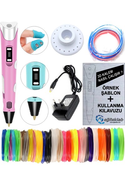 Robobloq Pembe 3D Kalem Yazıcı+10 Renk 30 Metre (10X3METRE) Pla Filament Robobloq Pembe 3D Kalem Yazıcı+10 Renk 30 Metre (10X3METRE) Pla Filament