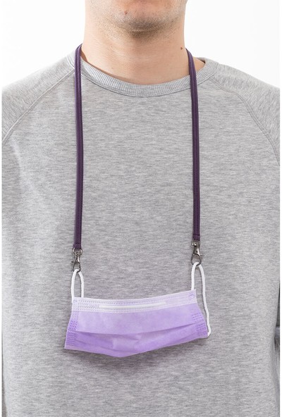 Mutlu Maske Ayarlanabilir Yetişkin Ve Çocuk Maske Takma Aparatı Özellikli Boyun Askısı Ipi - Mor Mutlu Maske Ayarlanabilir Yetişkin Ve Çocuk Maske Takma Aparatı Özellikli Boyun Askısı Ipi - Mor