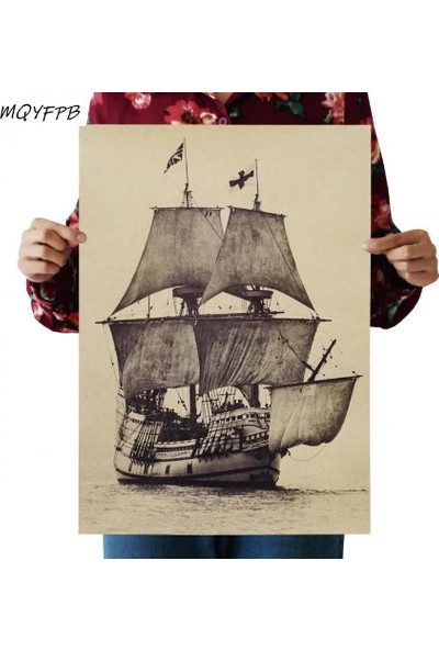 Astr Decor Antik Yelkenli Gemi Kraft Poster