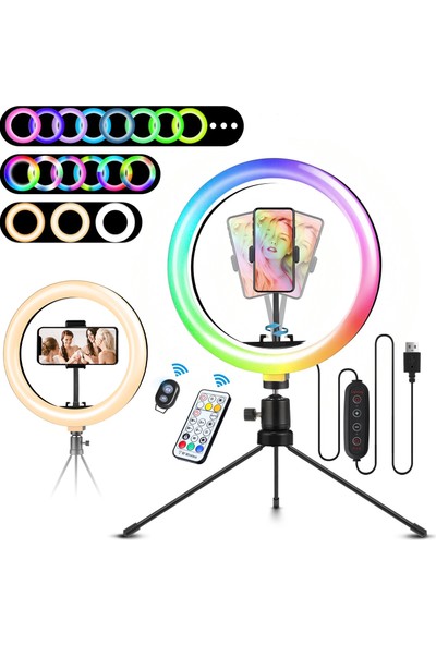 Elegiant 10'' LED Halka Işık Kısılabilir Aydınlatma Kiti Tripod Standı Deklanşör Selfie Lambası (Yurt Dışından) Elegiant 10'' LED Halka Işık Kısılabilir Aydınlatma Kiti Tripod Standı Deklanşör Selfie Lambası (Yurt Dışından)