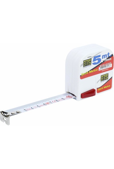 Bts 12355 Şerit Metre Beyaz Stoplu 5 M x 19 mm Bts 12355 Şerit Metre Beyaz Stoplu 5 M x 19 mm