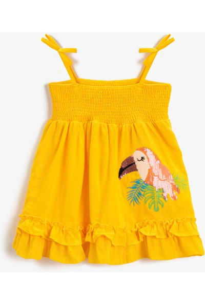 Koton Kız Bebek Yazlık Elbise Kuş Nakışlı