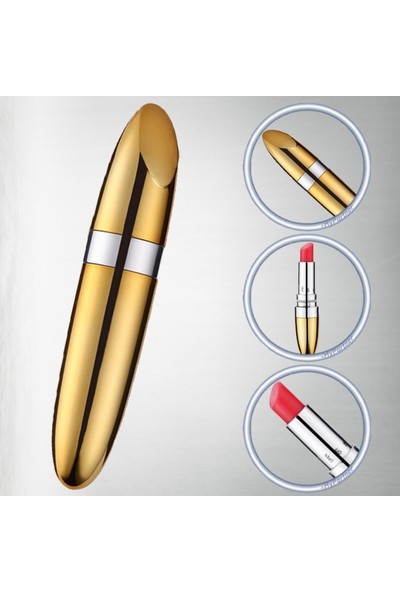 Partner Özel Tasarım Lipstick Vibe Gold Ruj Mastürbatör Vibratör + Temizleme Solüsyonu