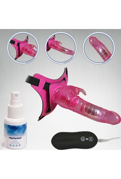 Partner Ultra Realistik Titreşimli Belden Bağlamalı Tavşan Strapon Penis+Temizleme Solüsyonu Partner Ultra Realistik Titreşimli Belden Bağlamalı Tavşan Strapon Penis+Temizleme Solüsyonu