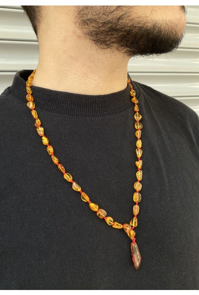 Kevser Antik Tesbih Kehribar Kolye