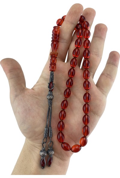 Kevser Antik Tesbih Kazaz Püsküllü Halkalı Ateş Kehribar