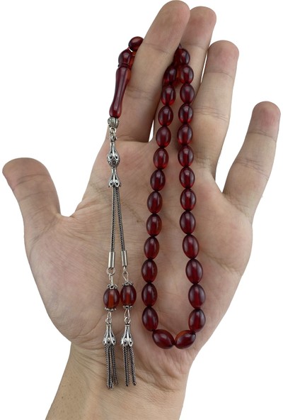 Kevser Antik Tesbih Özel Işçilikli Ateş Kehribar Tesbih