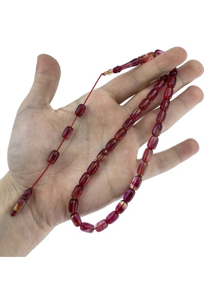 Kevser Antik Tesbih Sistemli Mor Kehribar Tesbih