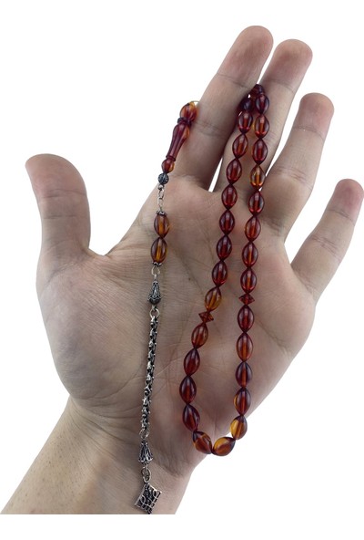 Kevser Antik Tesbih Arnavut Kamçı Ateş Kehribar