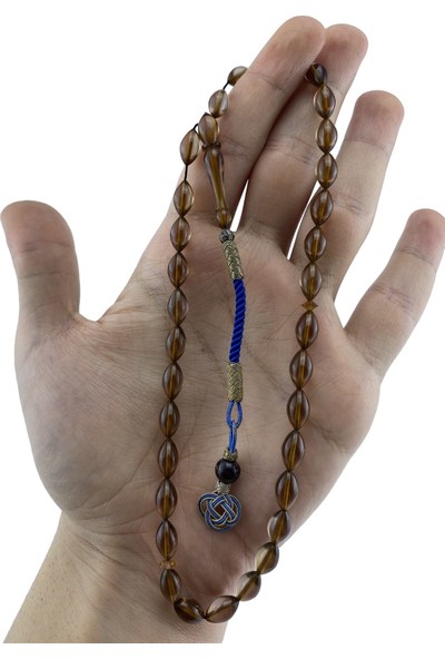 Kevser Antik Tesbih Buz Mavisi Ateş Kehribar