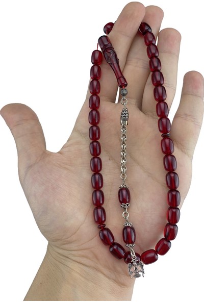 Kevser Antik Tesbih Baskılı Ateş Kehribar