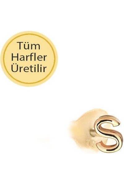 Engingold 14 Ayar Altın S Harfli Küpe