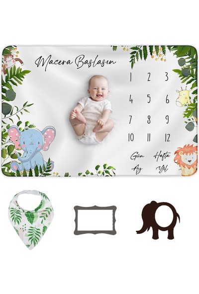Moky Design Bebek Aylık Anı Battaniyesi 150 x 100 cm Bebek Önlük Yeni Doğan Seti Moky Design Bebek Aylık Anı Battaniyesi 150 x 100 cm Bebek Önlük Yeni Doğan Seti