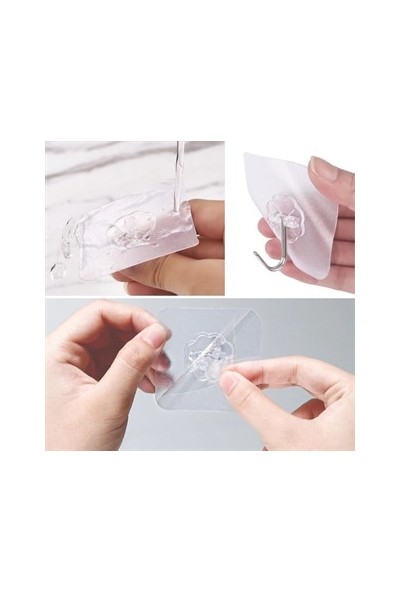 Ensaray Süper Güçlü Yapışkanlı Suya Dayanıklı Şeffaf Askı 5li Set Yeniden Kullanılabilir Kancalar Ensaray Süper Güçlü Yapışkanlı Suya Dayanıklı Şeffaf Askı 5li Set Yeniden Kullanılabilir Kancalar