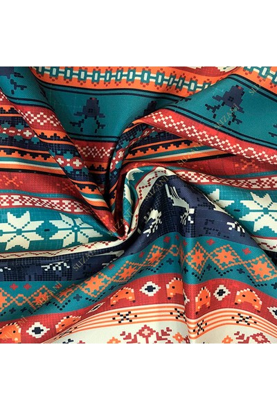 Suzani Şerit Kış Desenli Dijital Baskılı Kumaş KMS-0897