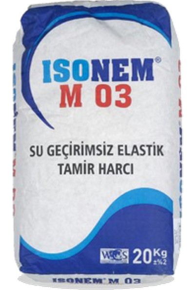 Isonem M03 Su Geçirimsiz Elastik Tamir Harcı 20 kg Isonem M03 Su Geçirimsiz Elastik Tamir Harcı 20 kg
