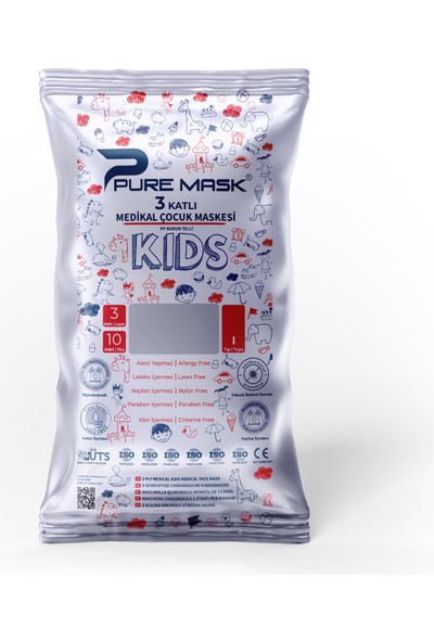 Pure Mask 50LI Beyaz Medikal Çocuk Maskesi (10LU Pakette) Beyaz Pure Mask 50LI Beyaz Medikal Çocuk Maskesi (10LU Pakette) Beyaz