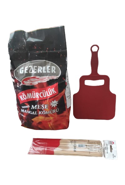 Leva House 3'lü Mangal Seti 1.4 kg Meşe Kömürü + Çöp Şiş 100'LÜ 25 cm + Mangal Yelpazesi Leva House 3'lü Mangal Seti 1.4 kg Meşe Kömürü + Çöp Şiş 100'LÜ 25 cm + Mangal Yelpazesi