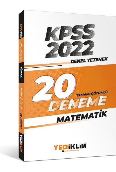 Yediiklim Yayınları 2022 KPSS Genel Yetenek Matematik Tamamı Çözümlü 20 Deneme Sınavı Yediiklim Yayınları 2022 KPSS Genel Yetenek Matematik Tamamı Çözümlü 20 Deneme Sınavı