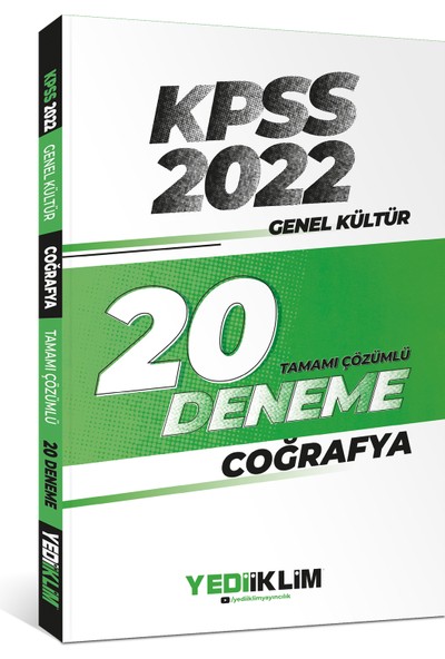 Yediiklim Yayınları 2022 KPSS Genel Kültür Coğrafya Tamamı Çözümlü 20 Deneme Sınavı Yediiklim Yayınları 2022 KPSS Genel Kültür Coğrafya Tamamı Çözümlü 20 Deneme Sınavı