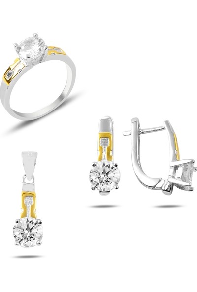 Gümüşhane Silver Zirkon Taşlı Tektaş Set