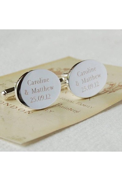 Gökdeniz 925 Kişiye Özel Isim ve Tarihli Gümüş Kol Düğmesi