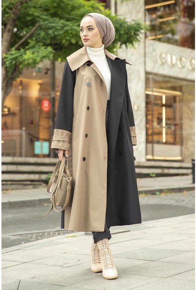 Modasaire Çift Renkli Trençkot