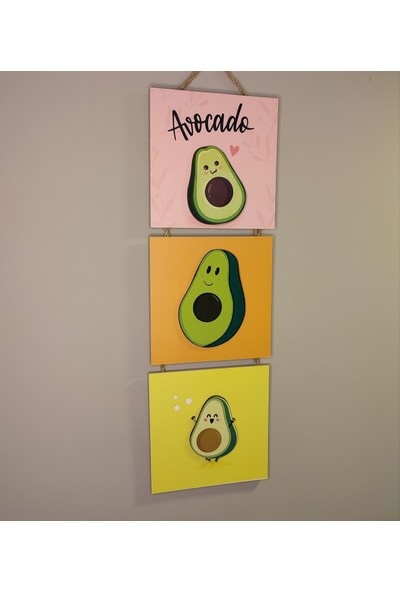 AYYBUU Avokado Tablo Dekoratif Mdf Tablo 3 Parça İpli AYYBUU Avokado Tablo Dekoratif Mdf Tablo 3 Parça İpli