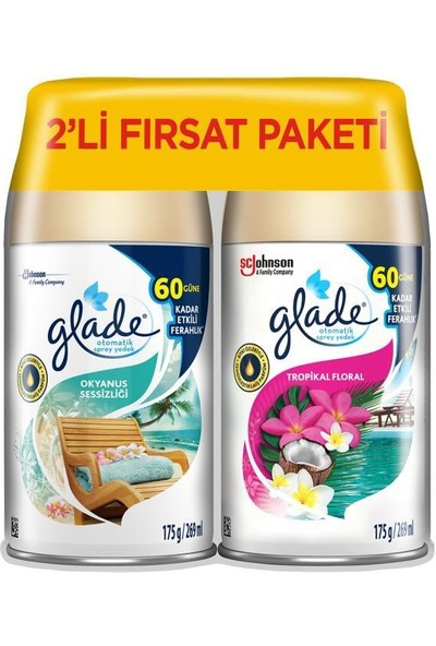 Glade Oda Kokusu, Otomatik Sprey Yedek, 2'li Paket, Okyanus Sessizliği ve Tropikal Floral, 269ML (2 Yedek) Glade Oda Kokusu, Otomatik Sprey Yedek, 2'li Paket, Okyanus Sessizliği ve Tropikal Floral, 269ML (2 Yedek)