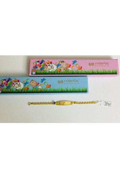 Çelikoğlu Kuyumculuk 8 Ayar Altın Bebek Çocuk Künyesi Bilekliği 1,35 gr