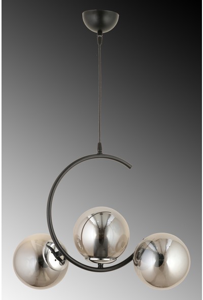 Esslight Hilal 3 Lü Füme Camlı Sarkıt Avize