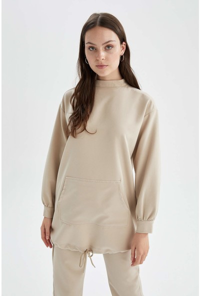 DeFacto Regular Fit Yarım Balıkçı Yaka Kanguru Cepli Dokuma Tunik V9248Az21Au