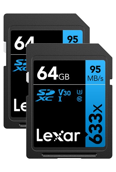 Lexar 64 GB 633X U3 V30 4K UHD Sd Hafıza Kartı 2li Paket (95MB/S) Lexar 64 GB 633X U3 V30 4K UHD Sd Hafıza Kartı 2li Paket (95MB/S)