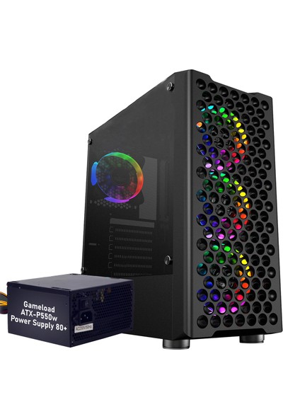 Gamecase Phantom 4x120 mm Rainbow Fanlı Oyuncu Kasası + 550w 80+ Psu - 8318 Gamecase Phantom 4x120 mm Rainbow Fanlı Oyuncu Kasası + 550w 80+ Psu - 8318