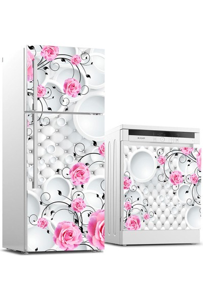 Sticker Art Buzdolabı ve Bulaşık Makinası Beyaz Eşya Sticker Kaplama 3D Pembe Gül Sticker Art Buzdolabı ve Bulaşık Makinası Beyaz Eşya Sticker Kaplama 3D Pembe Gül