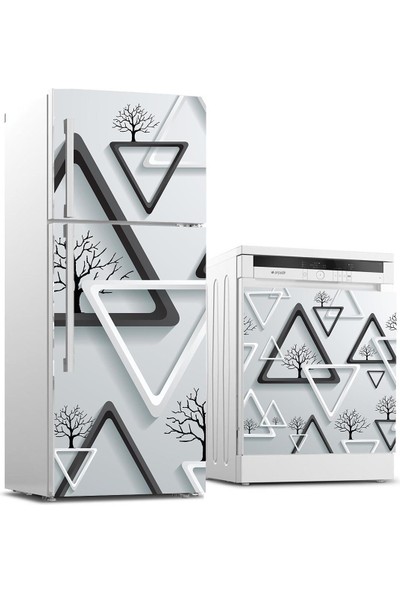 Sticker Art Buzdolabı ve Bulaşık Makinası Beyaz Eşya Sticker Kaplama Siyah Beyaz Ağaç Sticker Art Buzdolabı ve Bulaşık Makinası Beyaz Eşya Sticker Kaplama Siyah Beyaz Ağaç